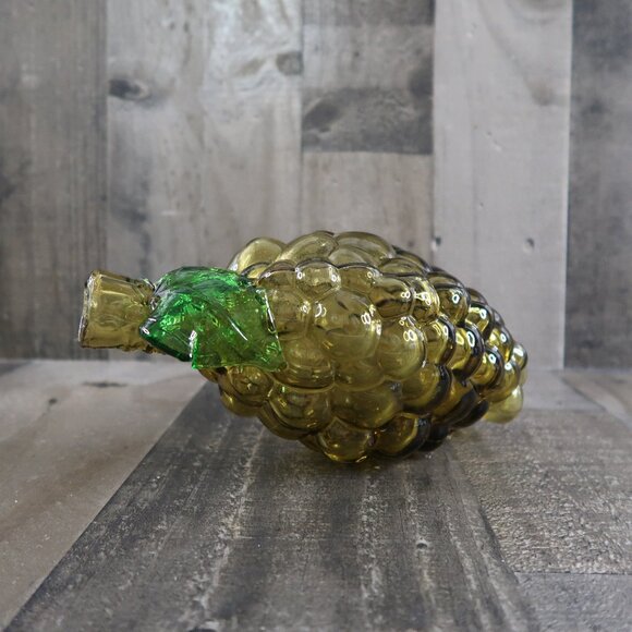 Accents | Vintage Green Amber Glass Grape Cluster Bottle Decanter With ...